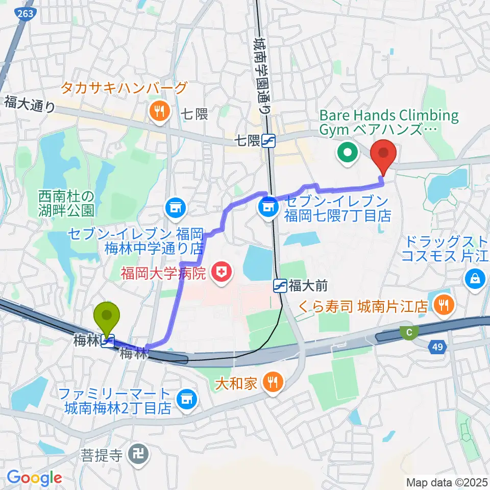 梅林駅からVIEW MUSIC STUDIOへのルートマップ - MDATA