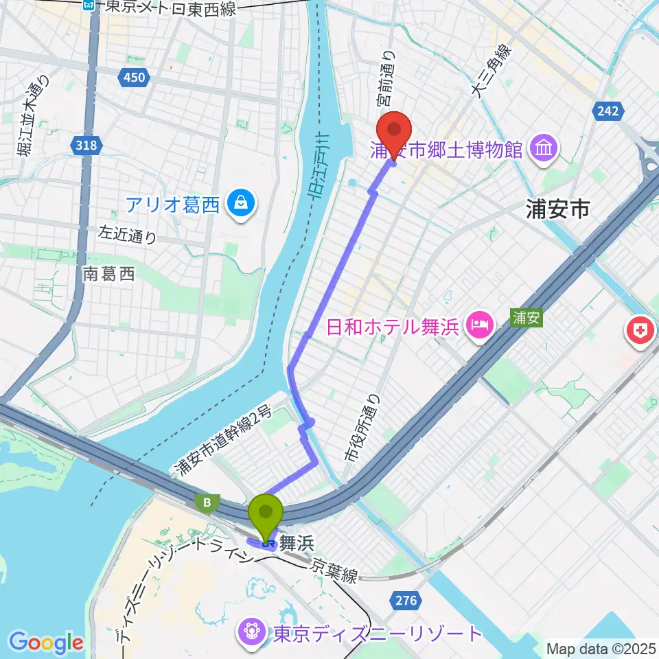 舞浜駅からSTUDIO NOBへのルートマップ - MDATA
