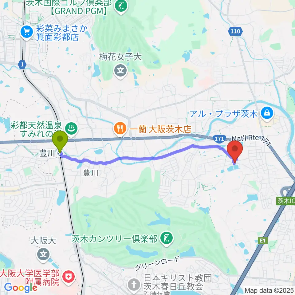 STUDIO QUAMの最寄駅豊川駅からの徒歩ルート（約37分） - MDATA