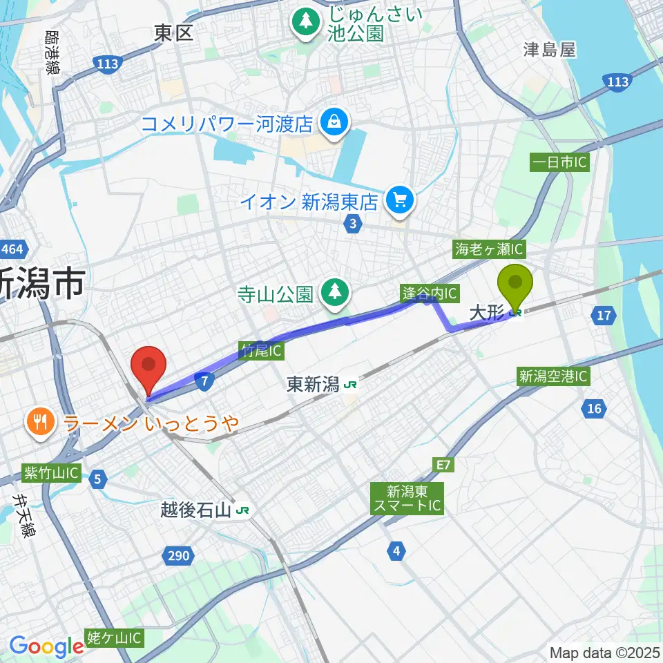 大形駅からSTB Studioへのルートマップ - MDATA